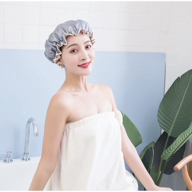 Double Layer Shower Cap,Reusable Bath Cap,Double Hair Waterproof Bath ...