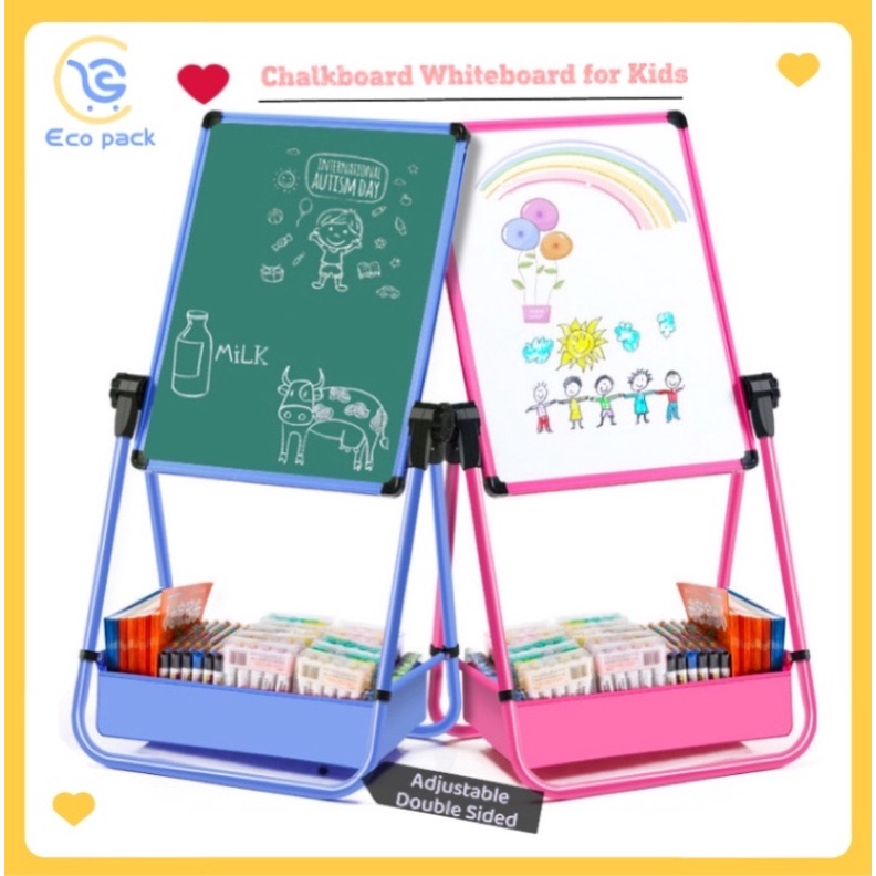 2 in 1 White board/Black board Double Sided Stand for Kids | Shopee ...