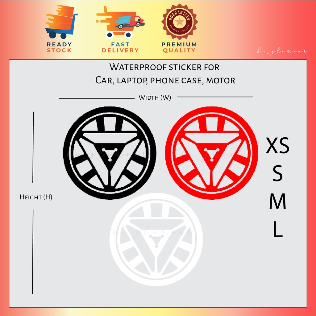Iron Man Arc Reactor sticker reflective Avengers Marvel DC stiker ...