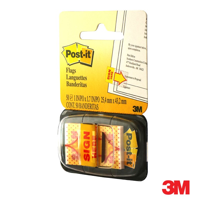3M Post-it Flags, 1 in x 1.7 in, 50 FL/PD, 36/CV 680-9 Sign Here ...