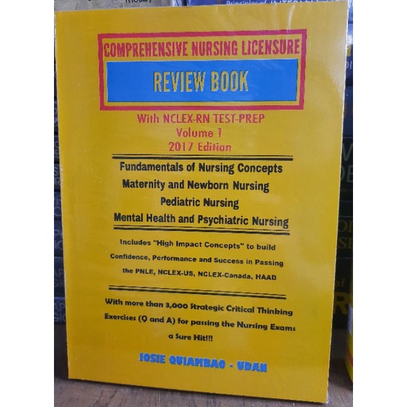 Comprehensive Nursing Licensure Review Book Vol.1 by Udan (Photocopy ...