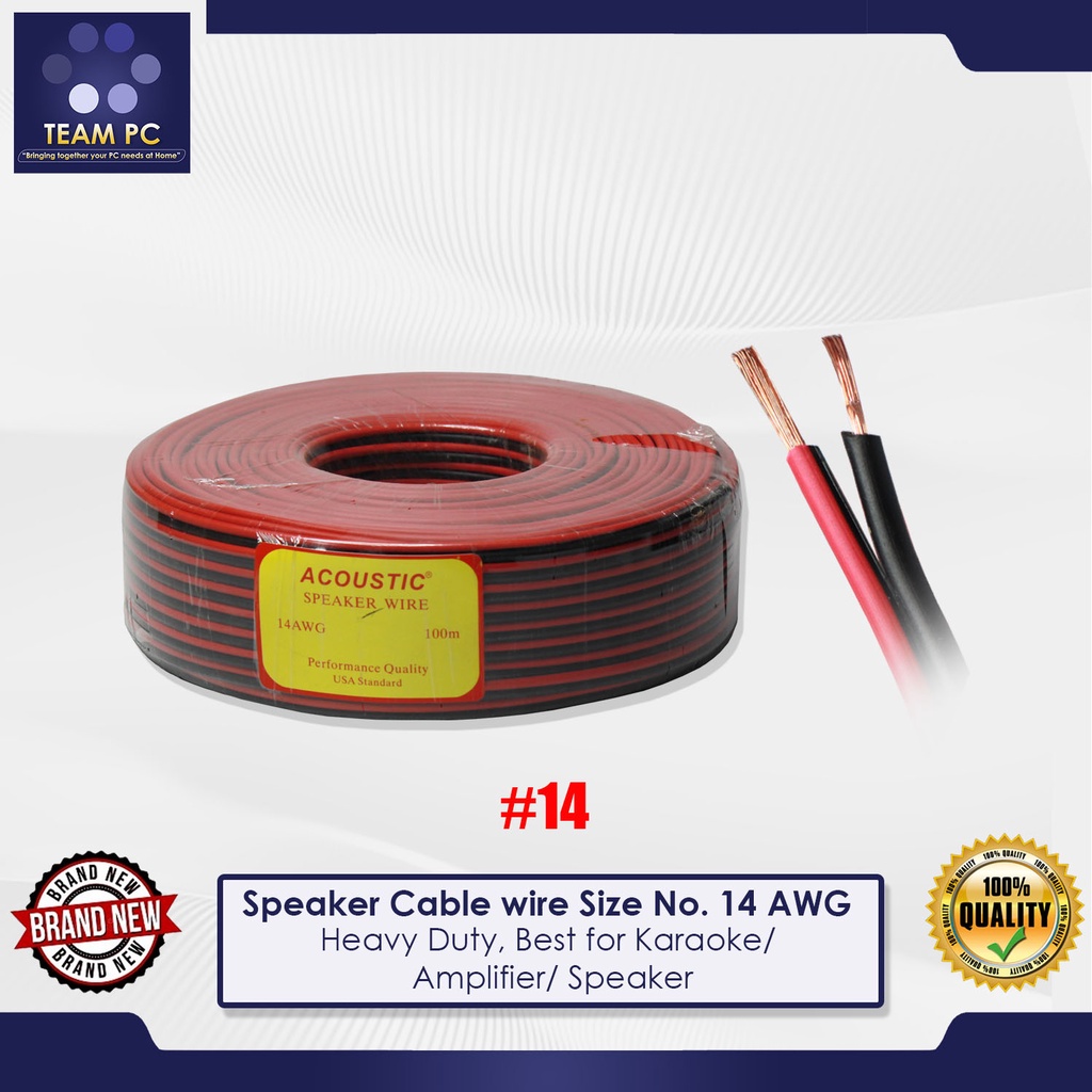 Speaker Cable wire Size No. 14 AWG, Heavy Duty, Best for Karaoke ...