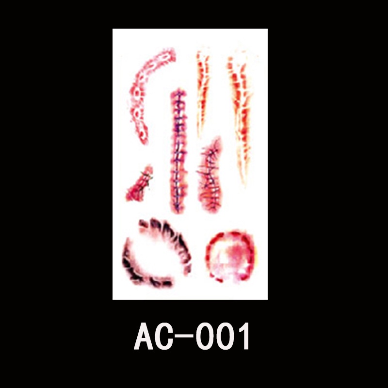 1Sheet Creative Halloween Temporary Tattoo Stickers Zombie Scar Tattoos ...