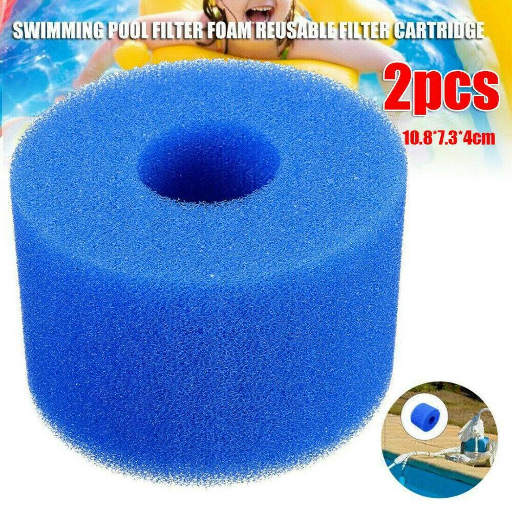 2Pcs Set Swimming Pool Hot Tub Filter Foam Reusable Cartridge for Intex ...