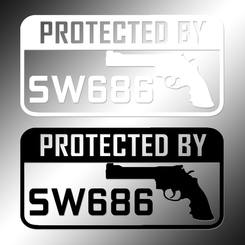 Sticker | Protected by Smith and Wesson Pistol 357 Magnum | Logo Decal ...