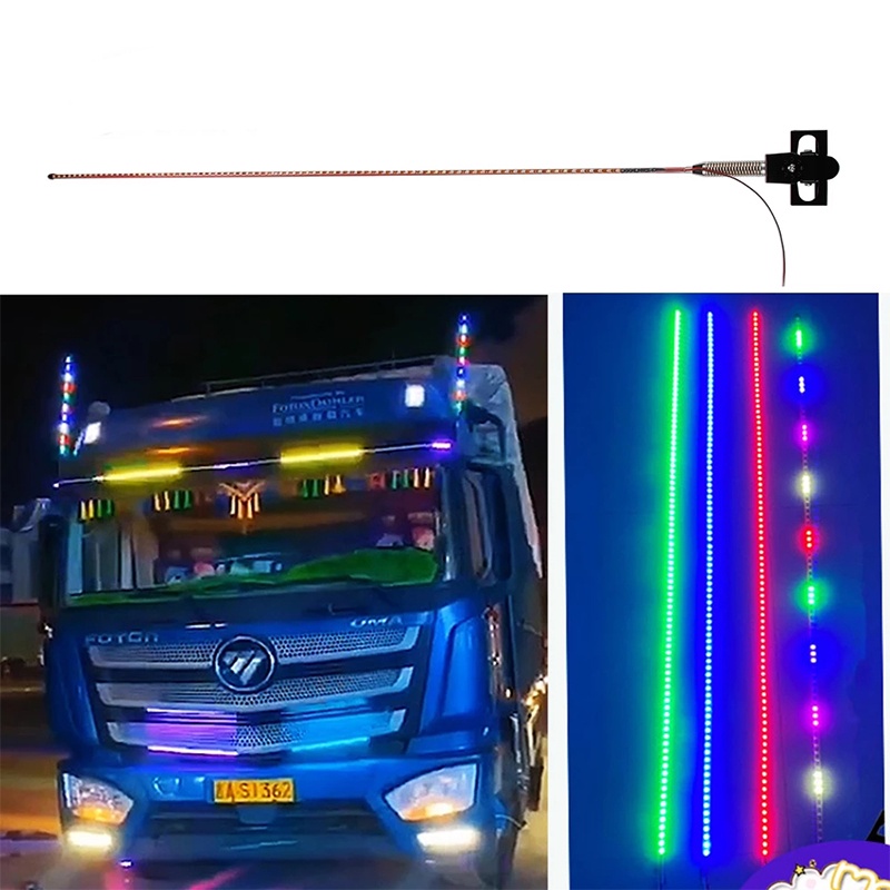 24V LED RGB Truck Antenna Light Decorative Whips Flagpole Lamp Colorful ...