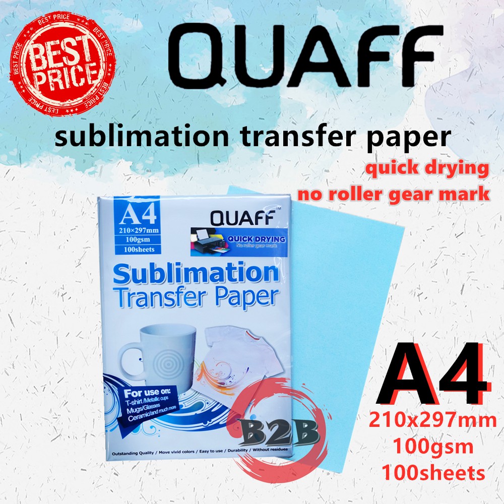 QUAFF Sublimation Paper 100GSM A4 100 PCS Fast Drying | Shopee Philippines