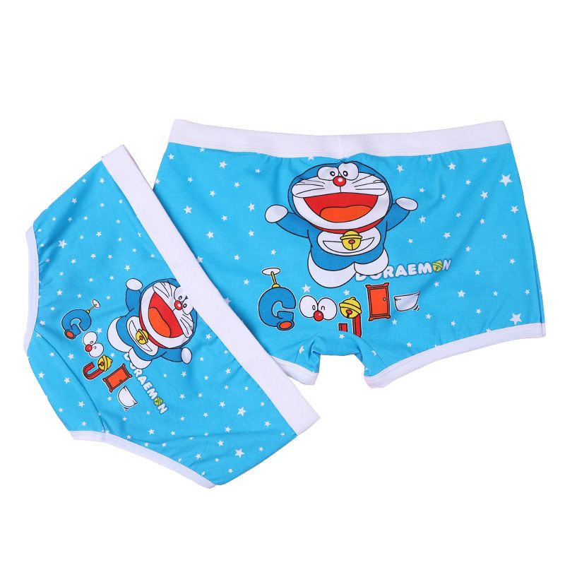 Cartoon Couple Underwear Cute Doraemon Men's Boxer Pure Cotton Young ...