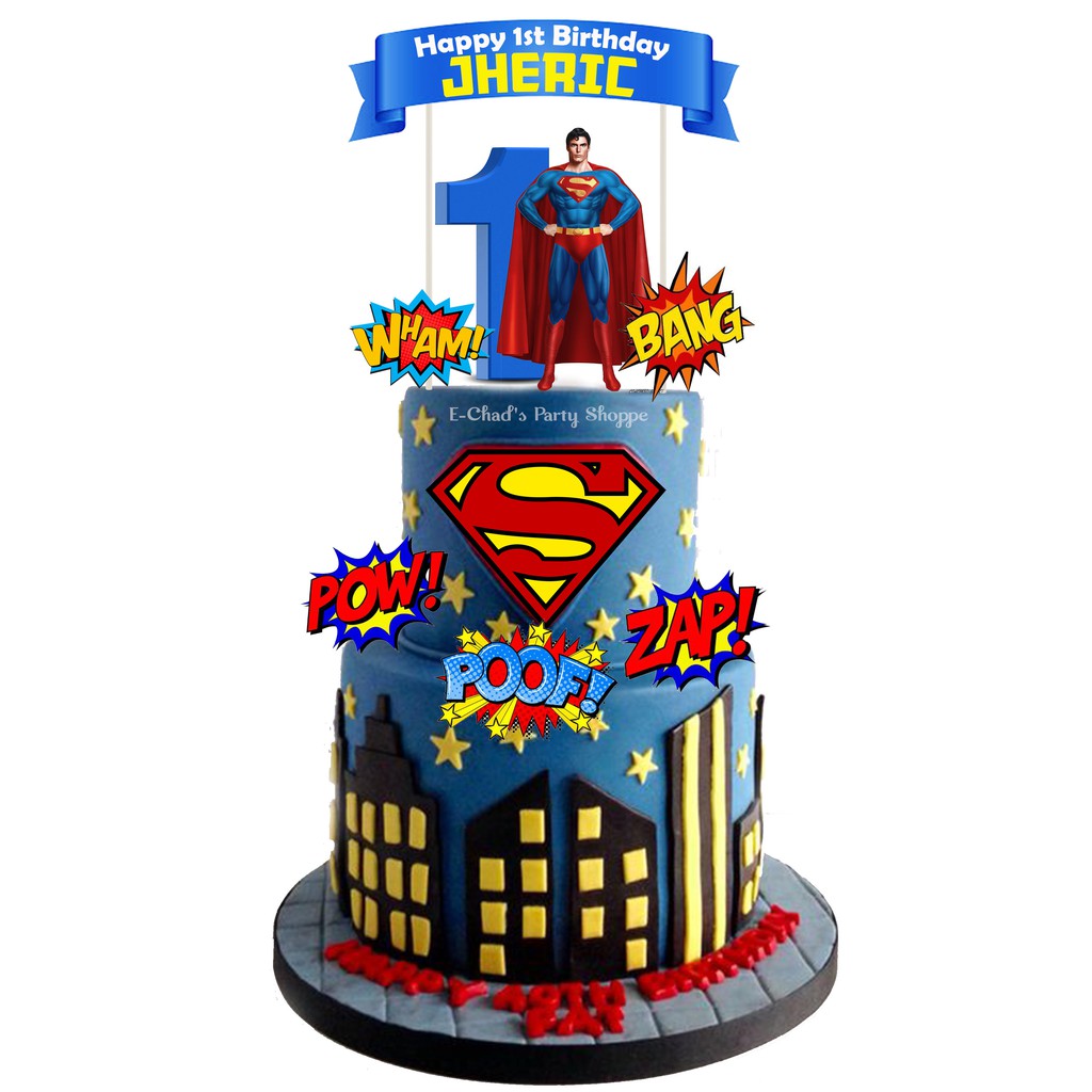 SUPERMAN Cake Topper Set (FREE Customized Name) | Shopee Philippines