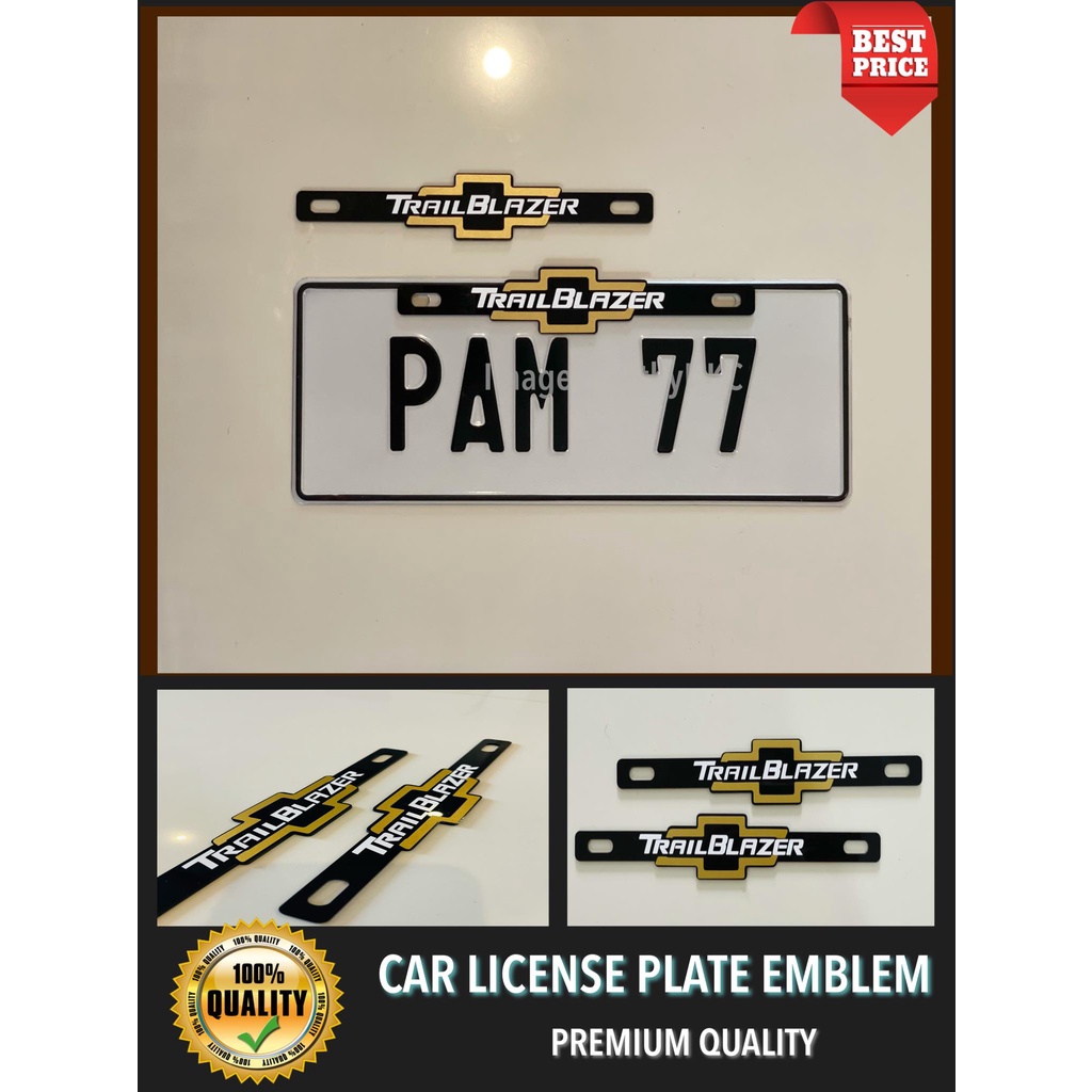 TRAILBLAZER 1 Set License Plate Emblem White Gold Auto Car Accessories ...