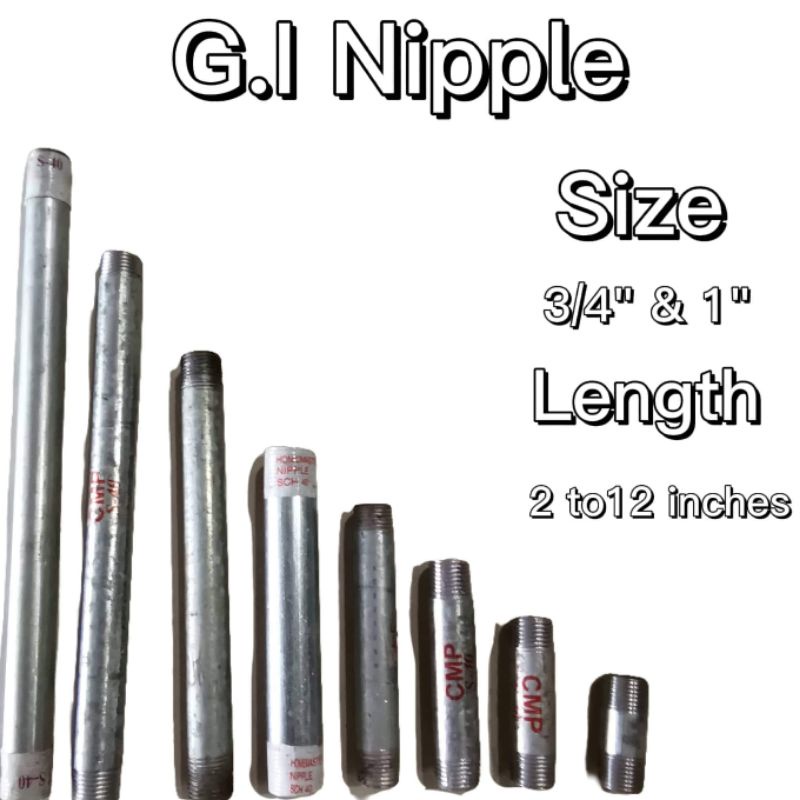G.I Nipple S-40 Makapal 3/4" TO 1" | Shopee Philippines