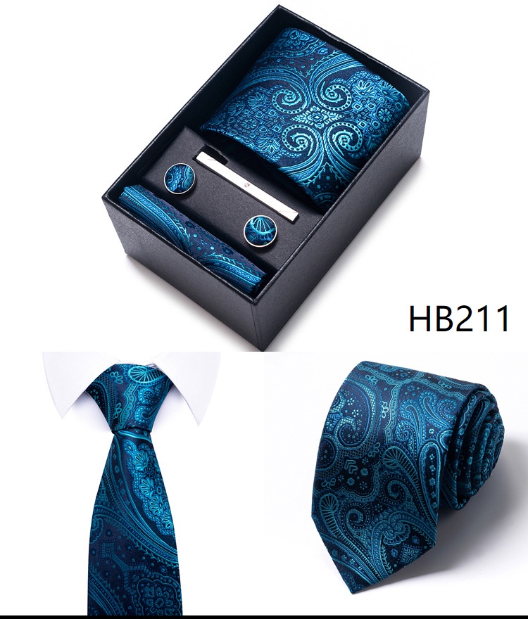Tie Gift Box Men 8cm Necktie Business Formal Square Scarf Cufflinks ...