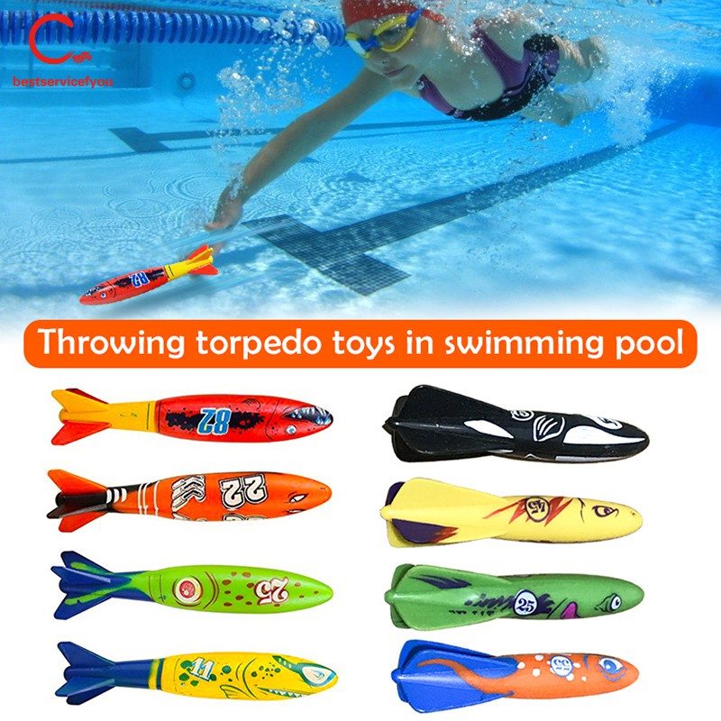 Ready Stock 4 Pcs Kids Swimming Pool Toys Rocket Torpedo Diving Playing ...