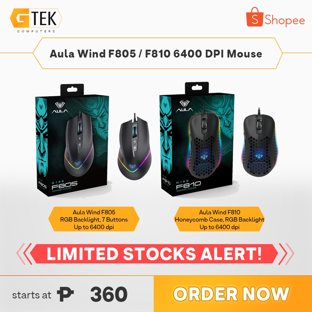 Aula Wind F805 F810 6400DPI RGB Backlight USB Wired Gaming Mouse ...
