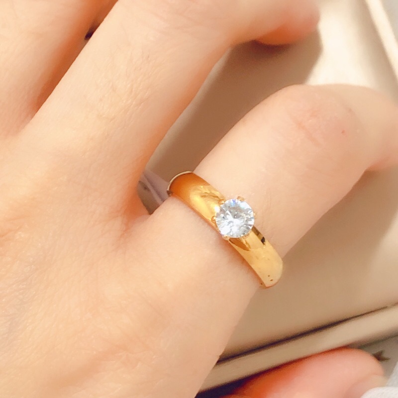 【YH】Gold Plated Stainless Steel Zircon Ring Accessories for Women ...