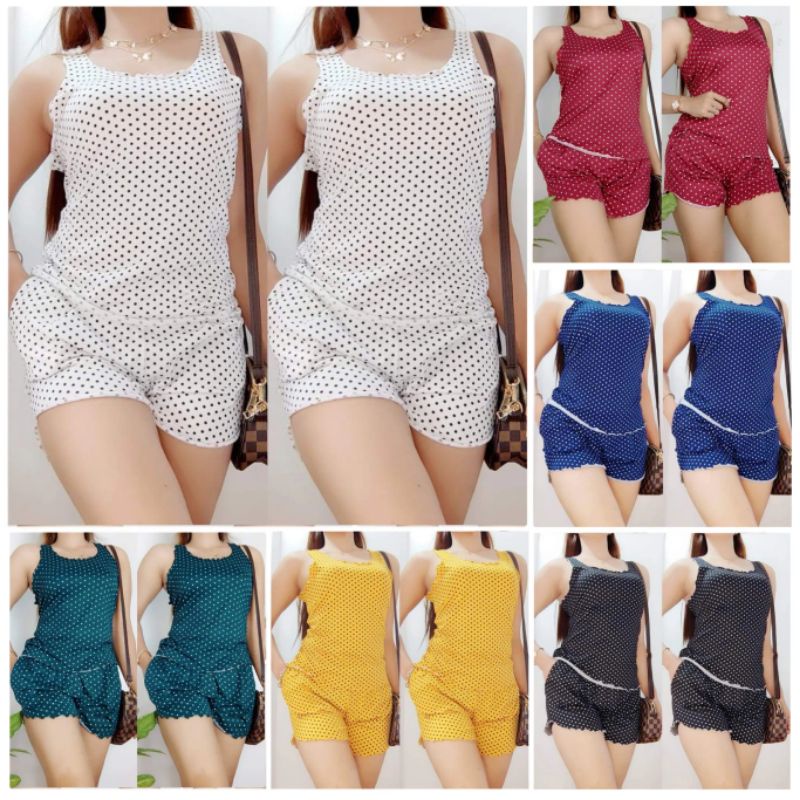 Terno Polka Sando Shorts Lettuce with 2 sidepockets | Shopee Philippines