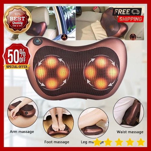 Tophome Car Dual Multifunction Kneading Vibrator Cushion Head Shoulder