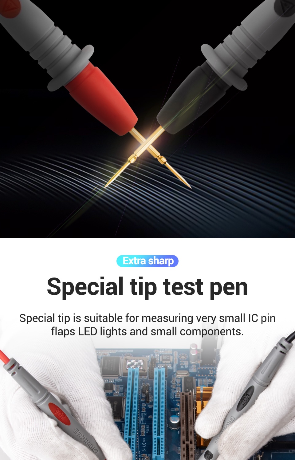 20A Gold-plated Special Tip Digital Multimeter Test Lead 1000V Slicon ...