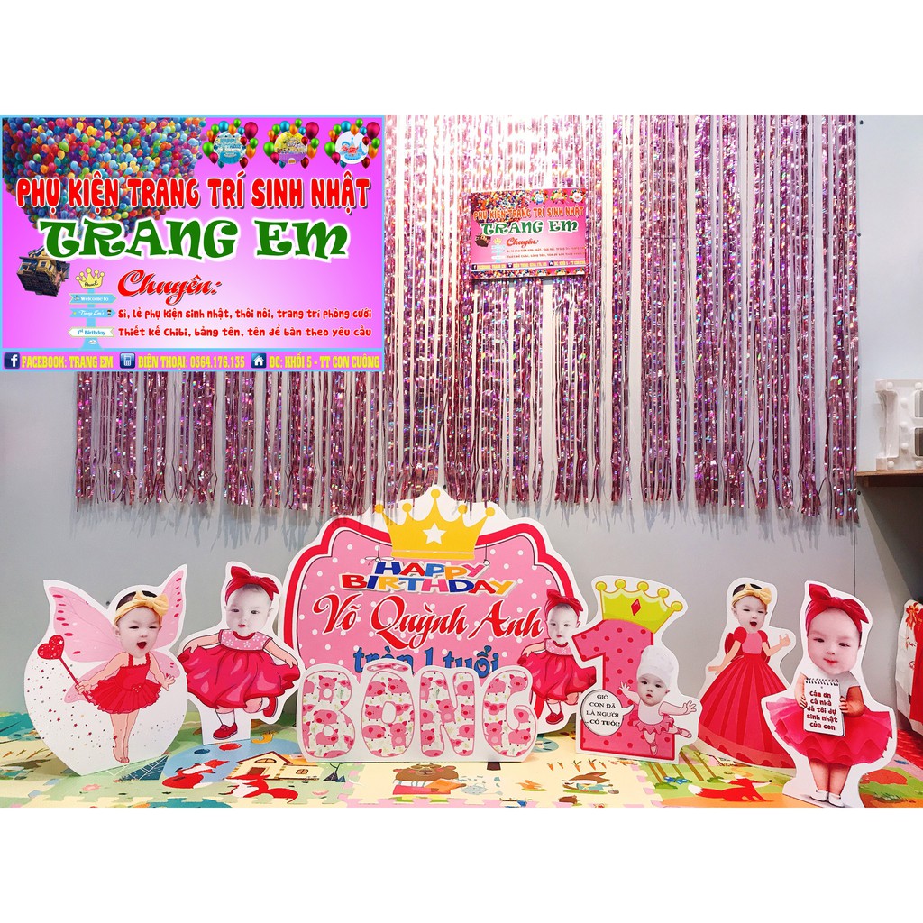 Full Set of baby girl's birthday decorations | Chibi | Name Table ...