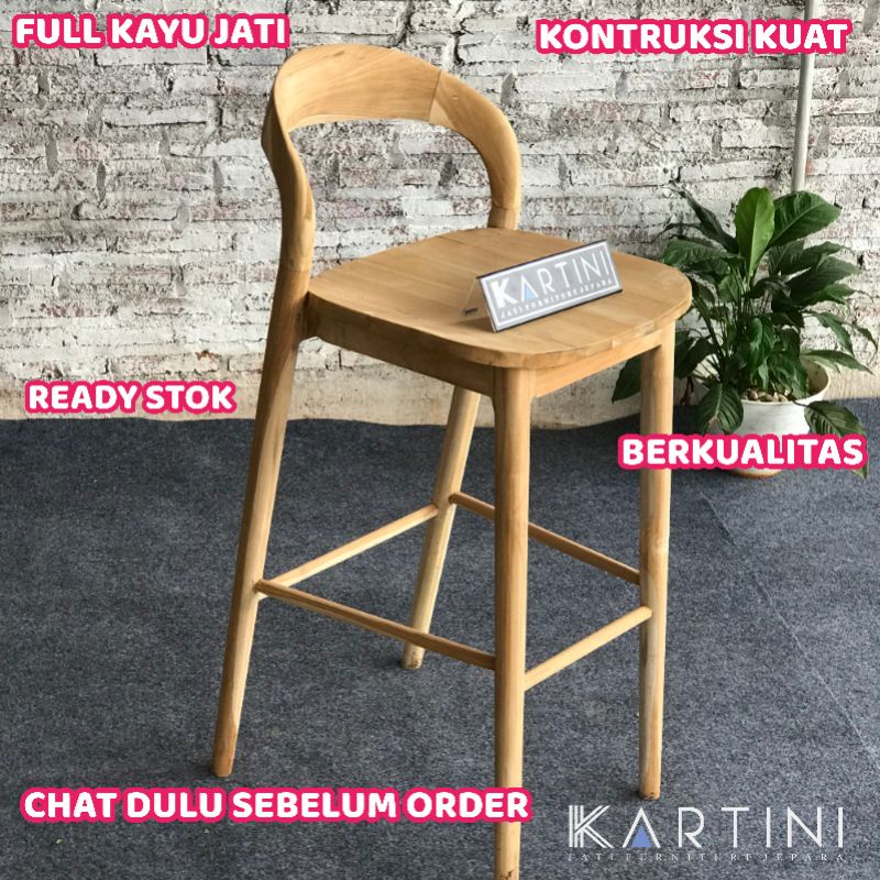 KAYU Teak Wood bar Chair, Minimalist Teak Wood cafe bar Chair, cafe ...