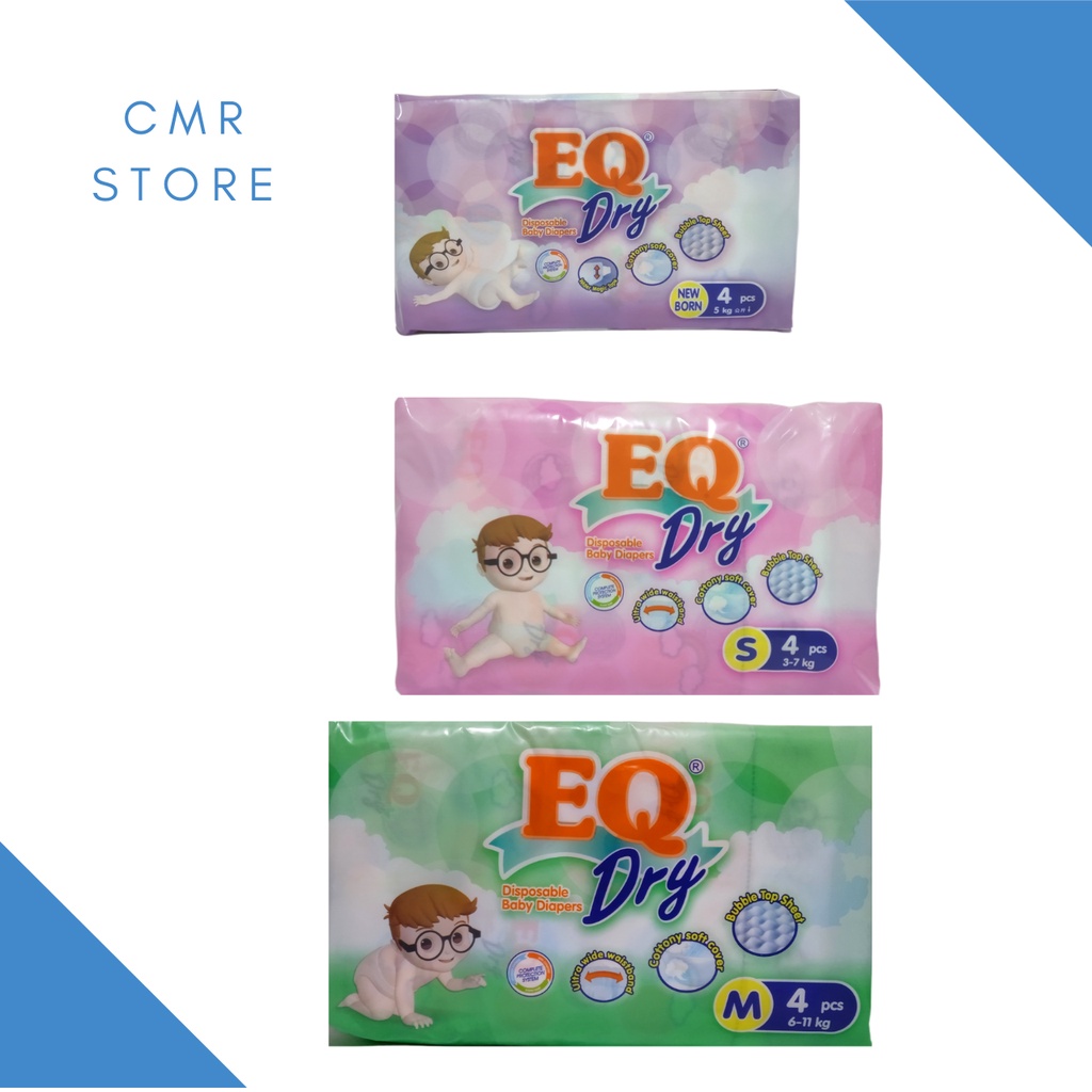 EQ Dry Mini Pack Baby Diaper by 4's | Shopee Philippines