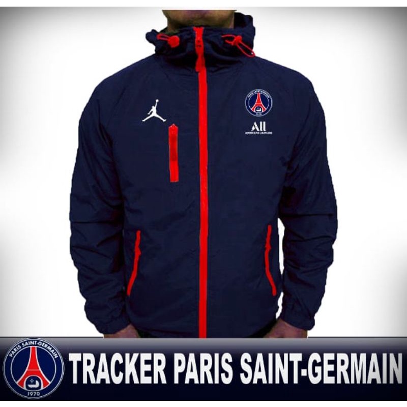 Psg Football Hoodie Jacket French League Club Navy Blue Material Taslan ...