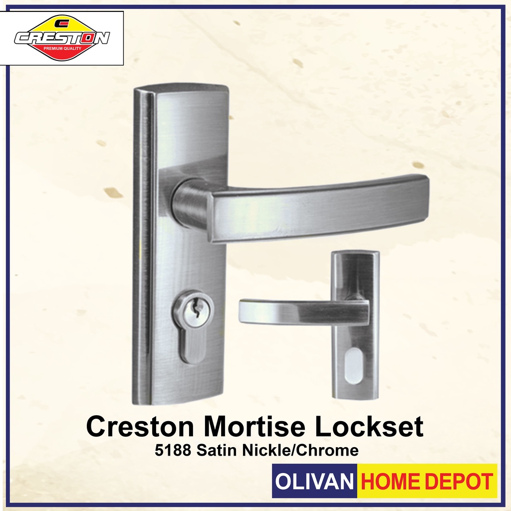 CRESTON Luxury Mortise Handleset / Lockset 5188 Satin Nickel / Chrome ...