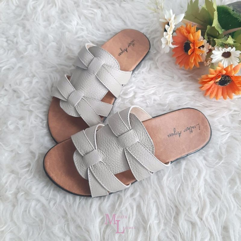 Women's Genuine Leather Sandals Flat Bora | Shopee Philippines