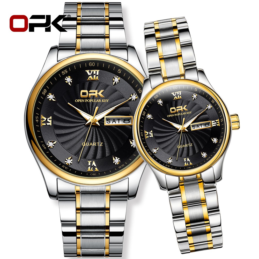 OPK Couple Watch Waterproof Quartz Calendar Luminous Authentic ...