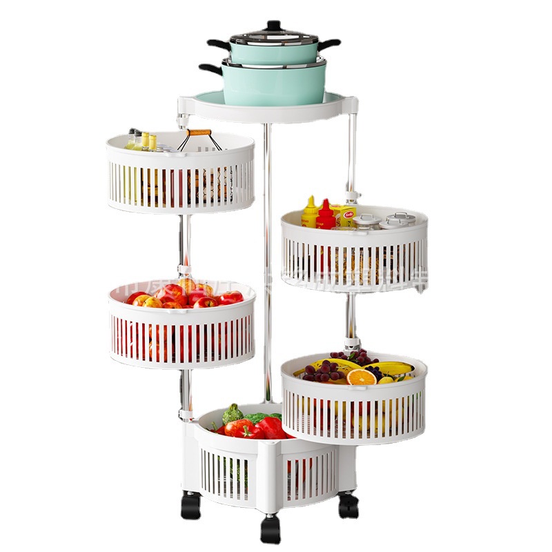 5 Layer Rotatable Kitchen Utility Trolley Cart Shelf Storage Rack ...