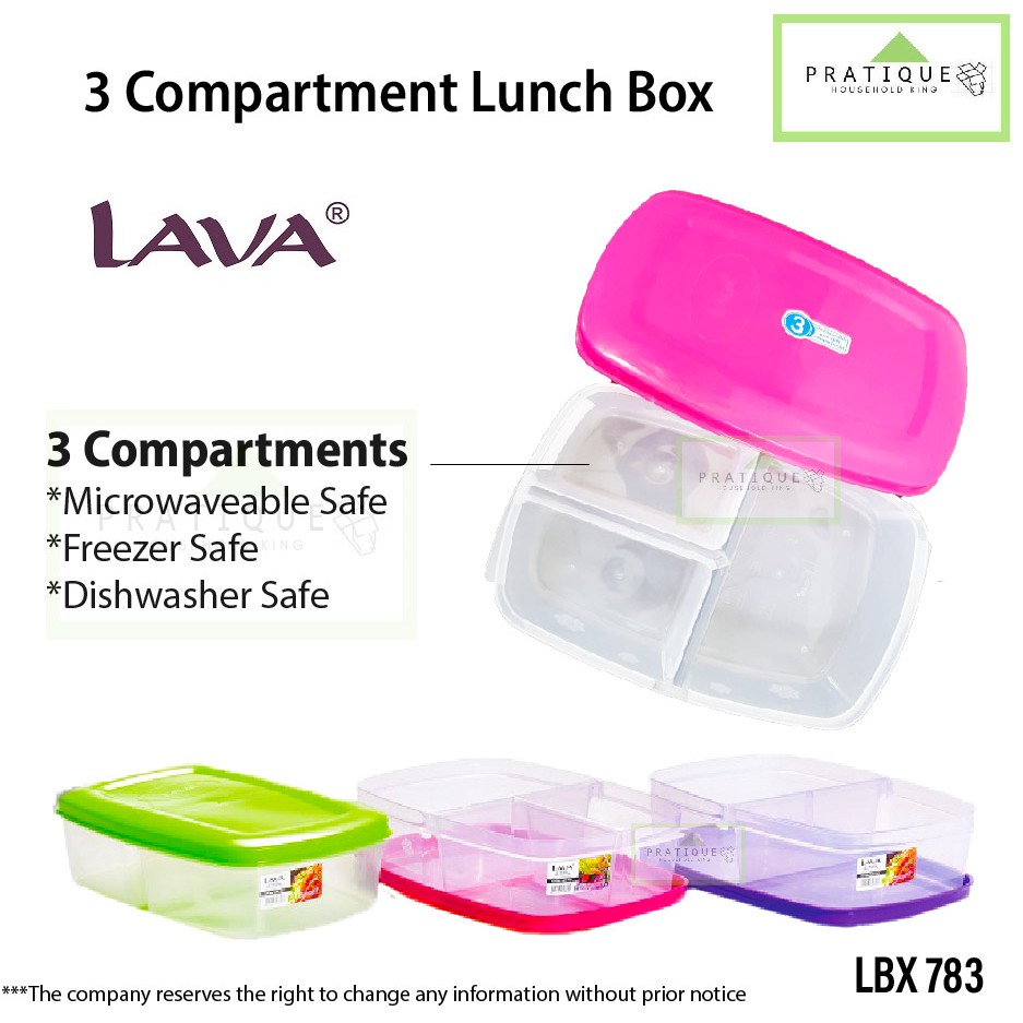 Lava 3 Compartment Lunch Box/ Food Storage 1.85L / Bekas Makanan ...