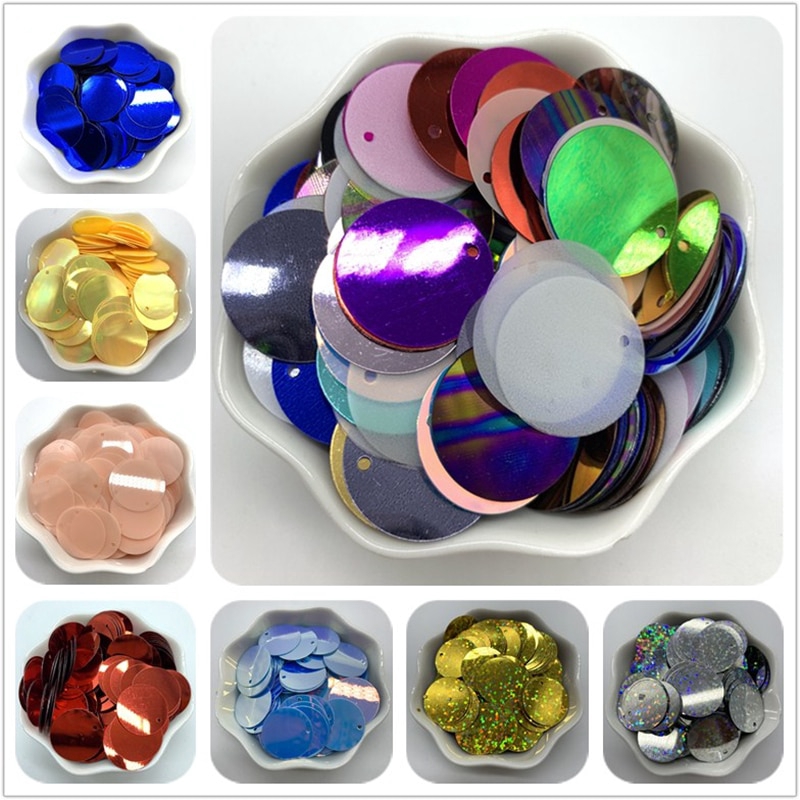 200pcs 20mm PVC Flat Round loose Sequins with 1 side hole Paillettes ...