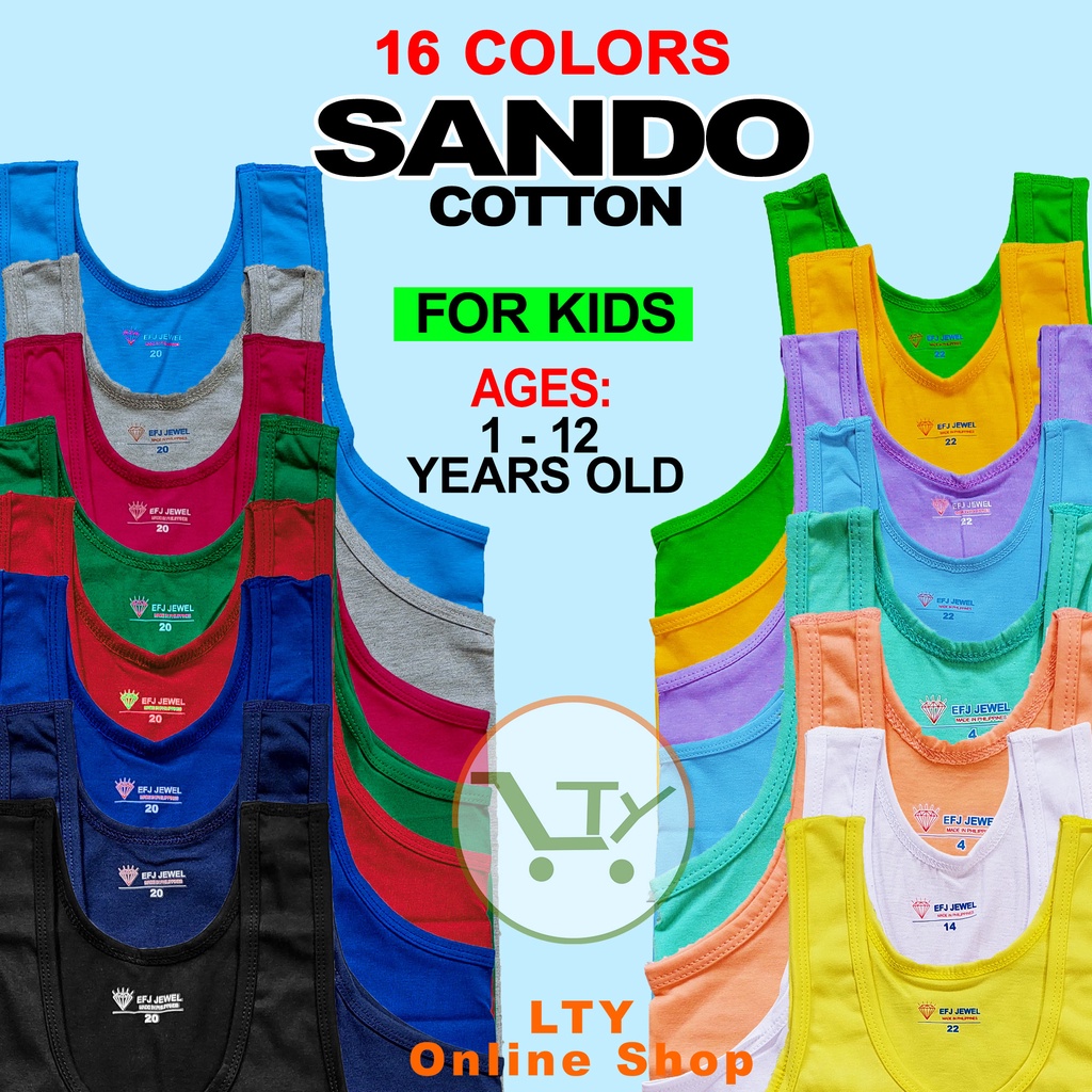 SANDO COTTON for KIDS BOY COLORED JEWEL TANK TOP BOY COLORS KID BOYS ...