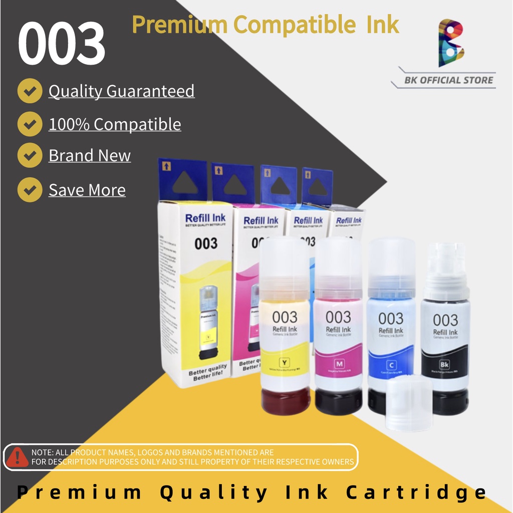 003 Ink Set 003 Refill ink 70ML Compatible For Epson L3110 L1110 L3116 ...