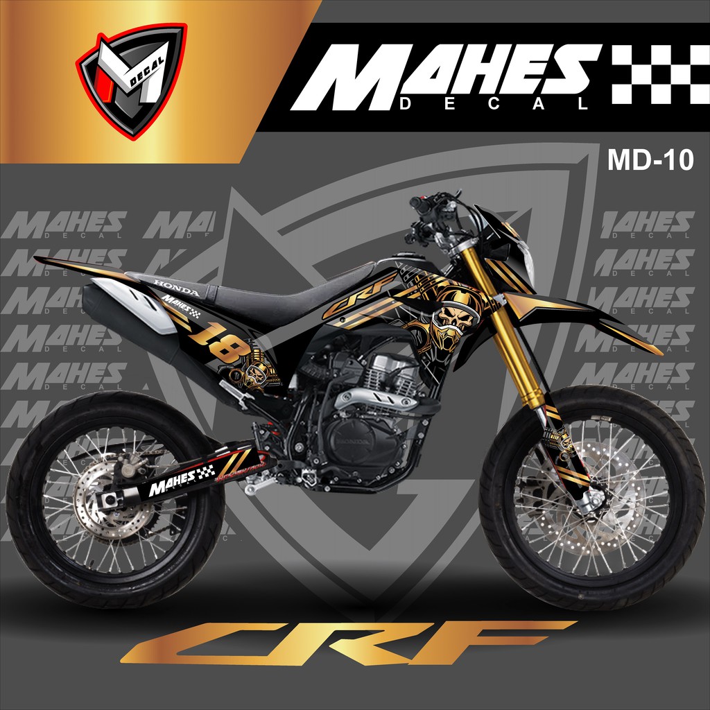 Decal Sticker CRF 150L Fullbody Custom Design Supermoto Skull Gold Code ...
