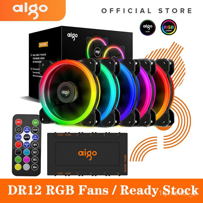 Aigo dr12 RGB Fan 120mm Lighting pro PC Case Fan With IR Remote Control ...