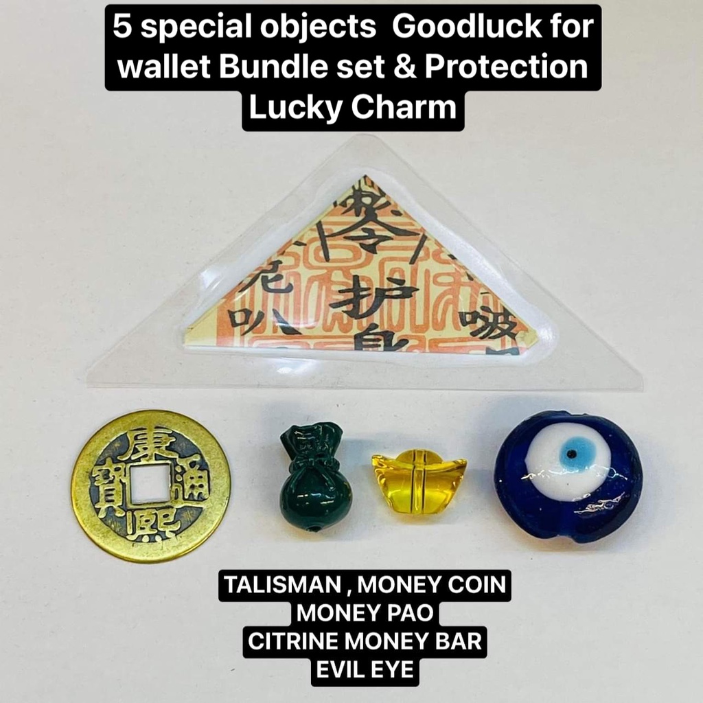 5 SPECIAL OBJECTS GOODLUCK FOR WALLET BUNDLE SET and PROTECTION LUCKY ...