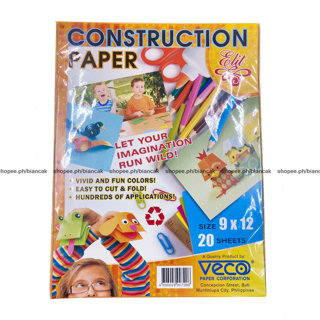 VECO CONSTRUCTION PAPER COLORED PAPER (20 sheets /PACK) (SCHOOL OFFICE ...