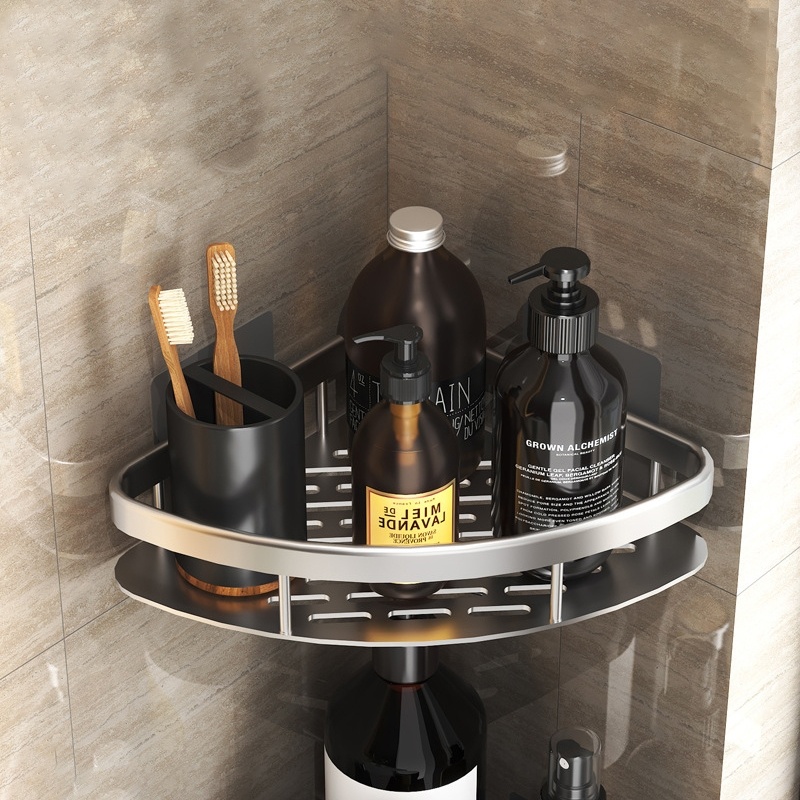 Punch-Free Bathroom Corner Shelf Corner Rack Bathroom Organizer Rack ...