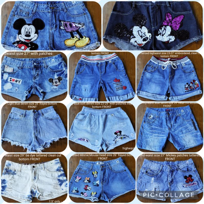 MICKEY & MINNIE MOUSE Denim Shorts : Sizes 23-32" Only (MM) | Shopee ...