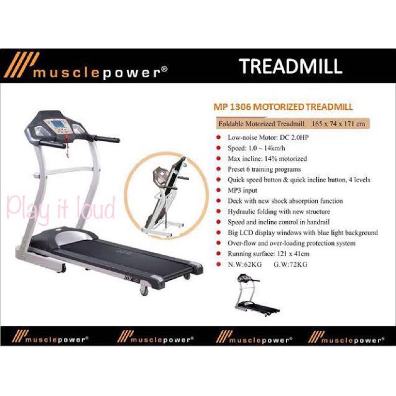 MUSCLE POWER MP1306 2HP FOLDABLE MOTORIZED TREADMILL | Shopee Philippines