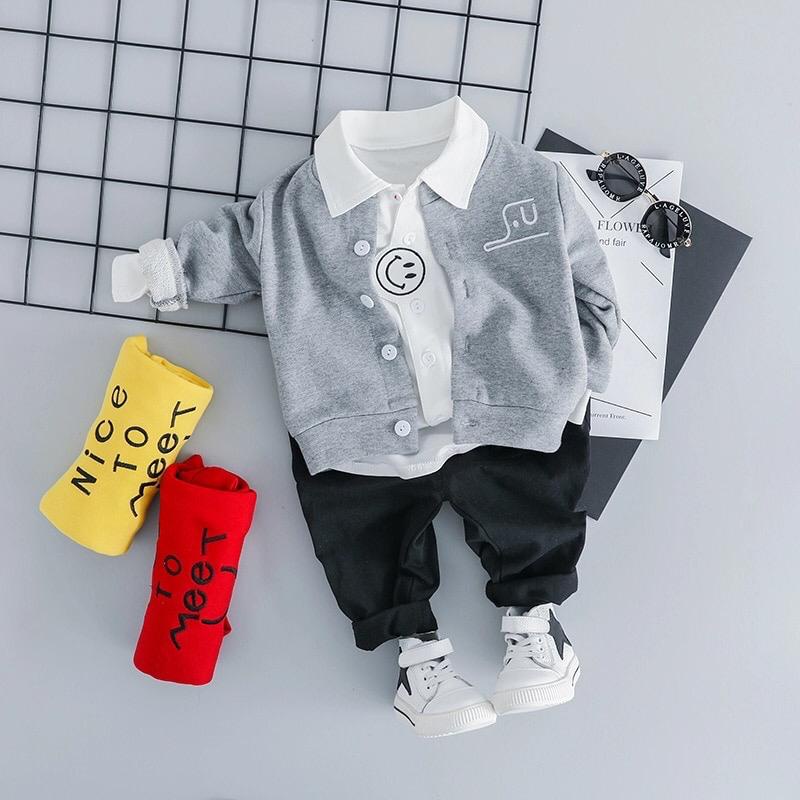 [smily OT set] babyterry boys' suit with t-shirt combination | Shopee ...