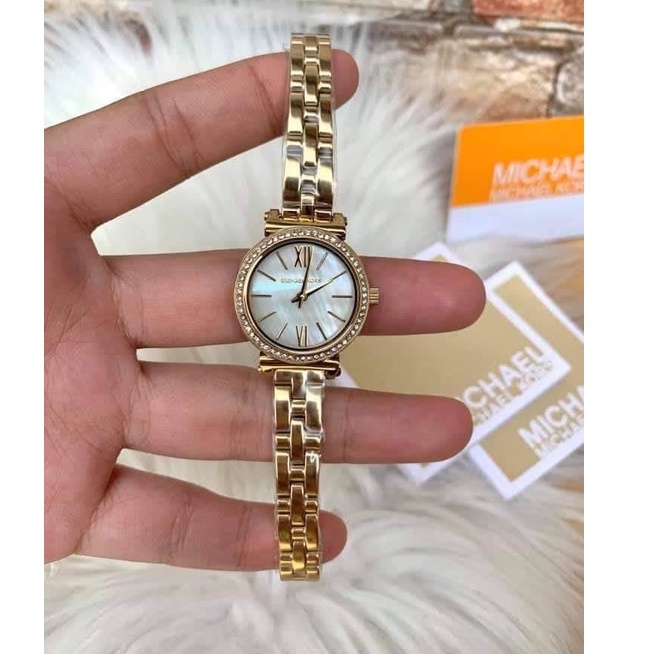 Pawnable MK3833 Gold white Mini Petite Sofie Ladies Watch 26mm | Shopee ...