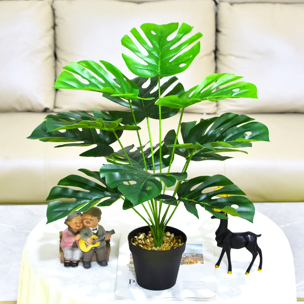 Artificial Monstera Plant, Fake Turtle Leaf Plants with 12 Monstera ...