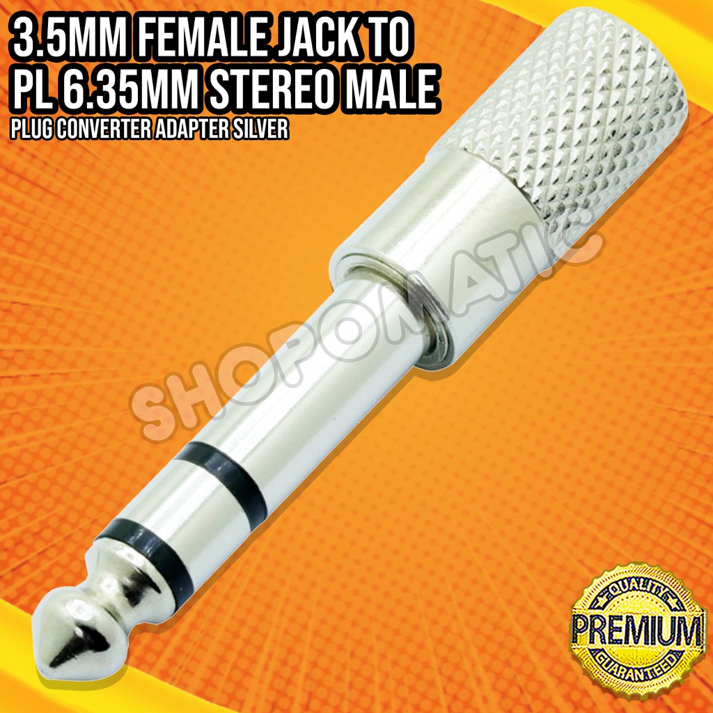 🟧3.5mm Female Jack to PL 6.35mm Stereo Male Plug Converter Adapter ...
