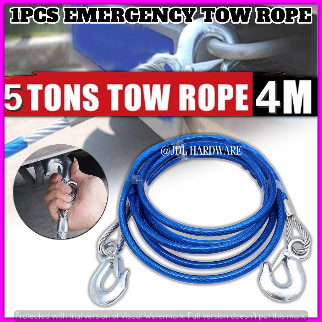 0910 1Pcs Heavy Duty 4M Tow Rope 5 Tons Emergency Recovery Towing Car ...