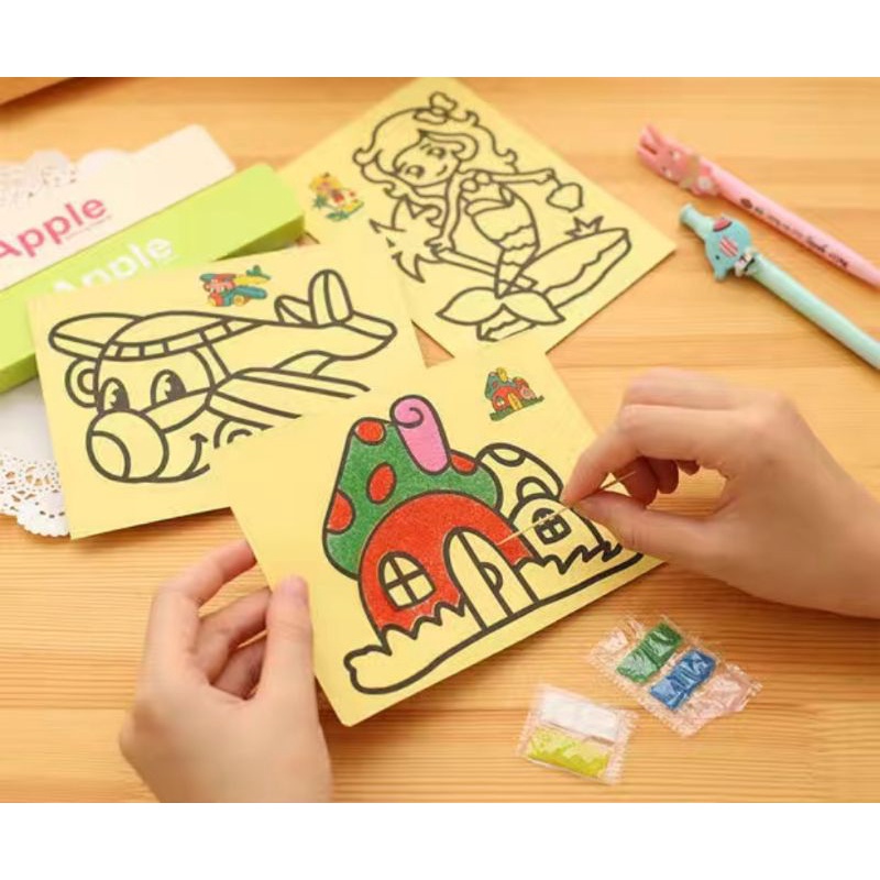 [Ready Stock] Kids Colourful Sand Art Drawing 12x18cm DIY Crafts and ...