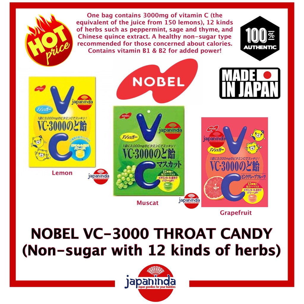 NOBEL VC-3000 Throat Candy (Non-Sugar with 12 kinds of herbs) Made in ...