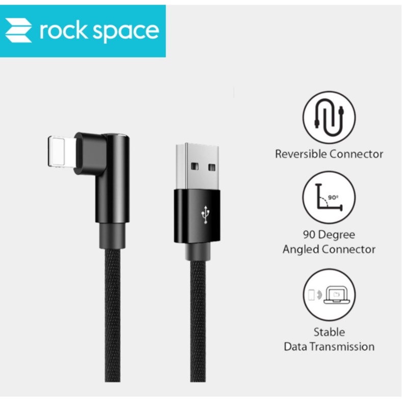 Rock Space L-shape Cable Metal Charge & Sync round gaming Cable L=120CM ...