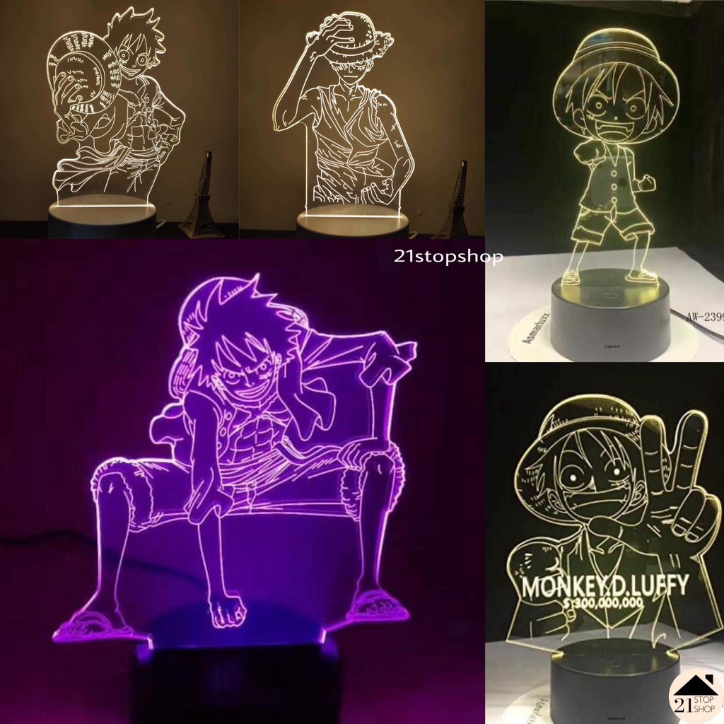 Anime One Piece Luffy 3D Acrylic LED Lamp gift Collectibles | Shopee ...